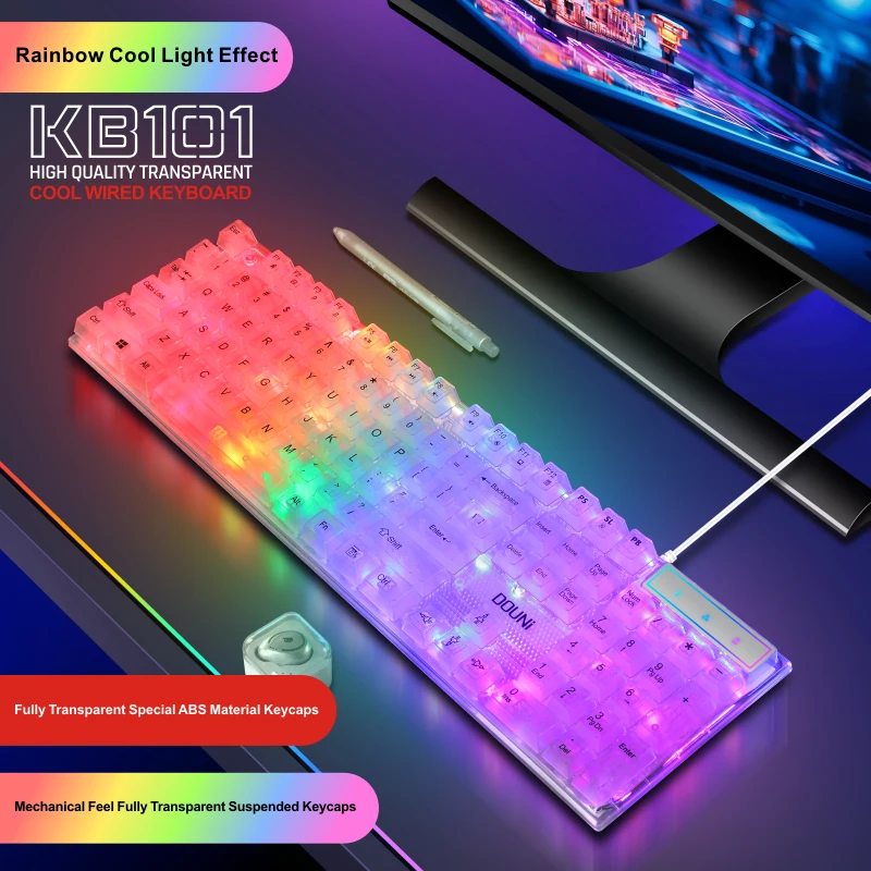 Customizable Douni KB101 RGB Keyboard - Gaming & Multimedia