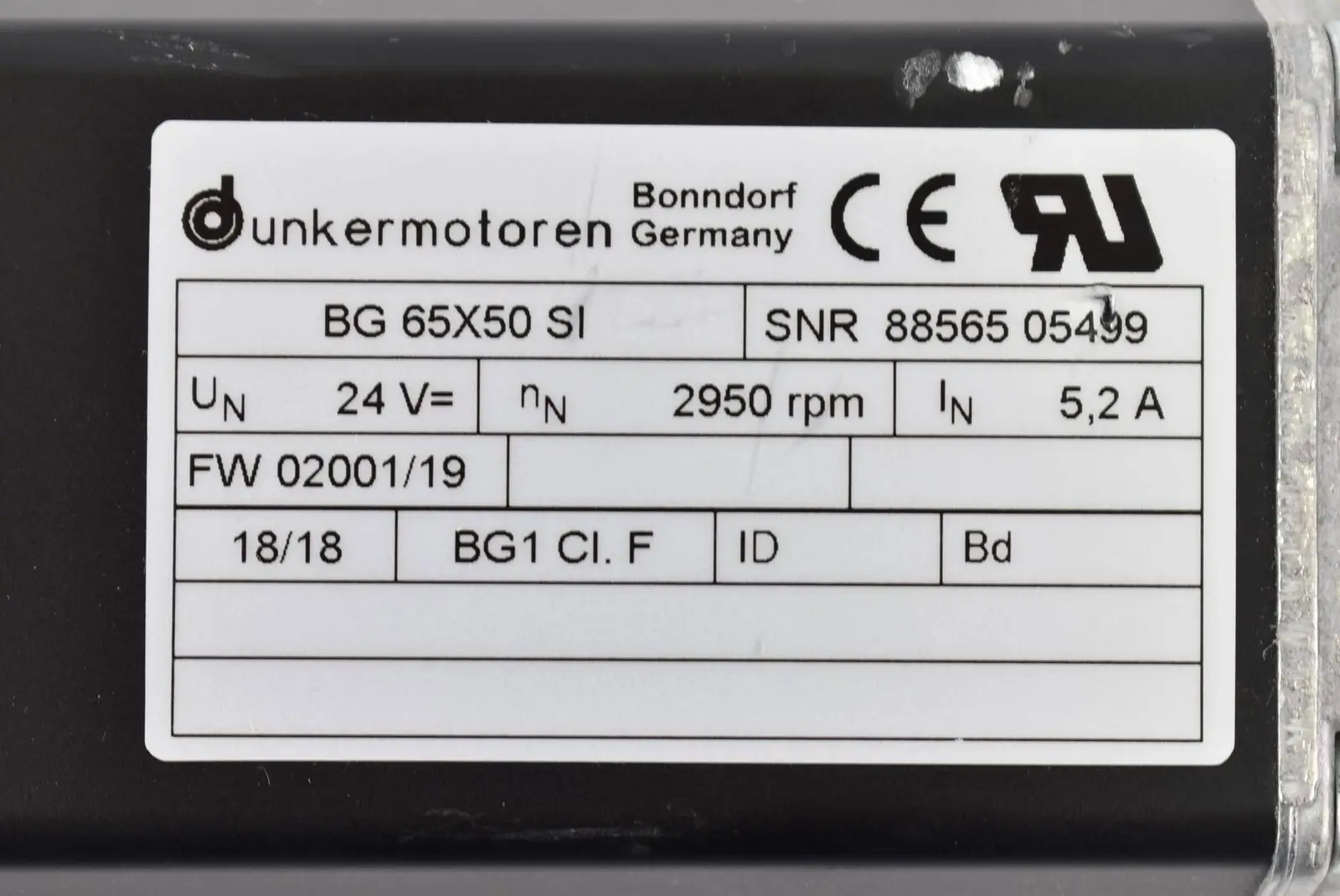 Dunkermotoren Getriebmotor 24v 2950rpm 5,2a Bg 65x50 Si ( Bg65x50si )ac ...