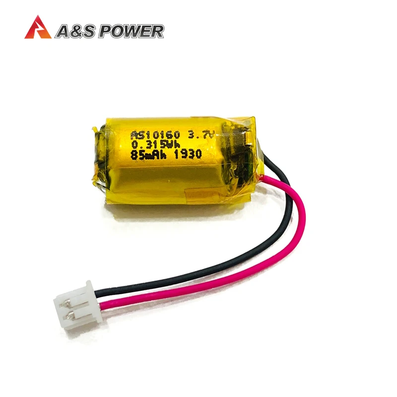 Smallest Cylindrical 3.7v 85mah Li-Polymer Battery with PCB 10160