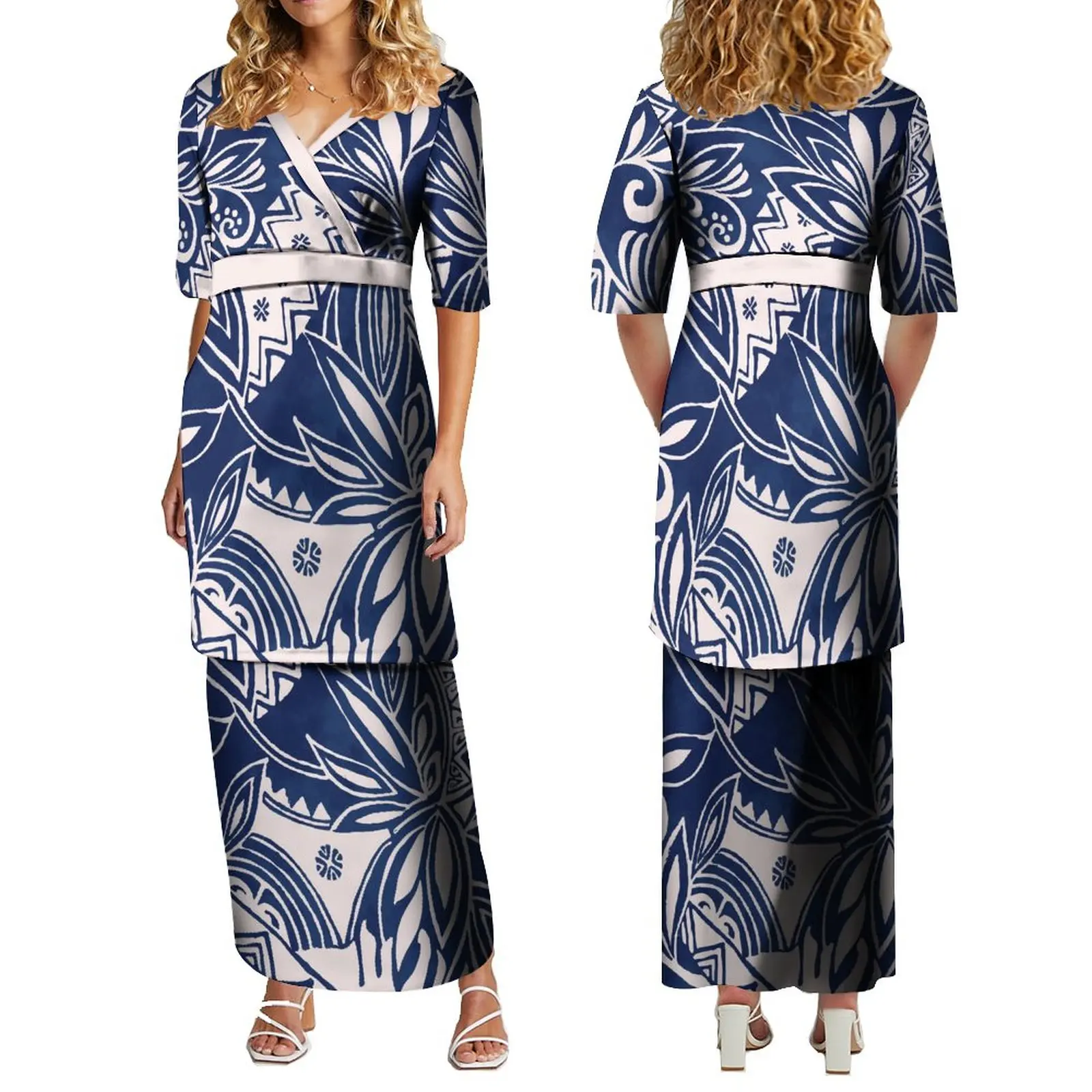 Wholesale Customized Polynesian Tribal Design Samoan Puletasi Set Dress ...