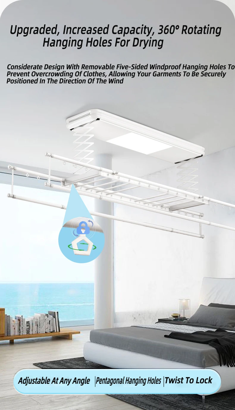 Smart Automatic Retractable Clothes Dryer Rack With Clothes Line - Buy ...