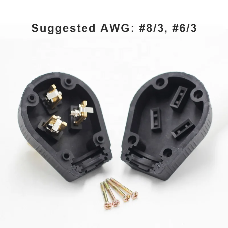 NEMA 10-50P 50A 125/250V 3 polos 3 cables 3 puntas ángulo de hoja recta ...