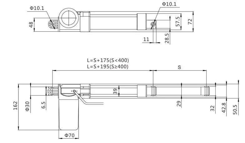 Telescoping Linear Actuator 2pc System 6000N with Hall Sensor