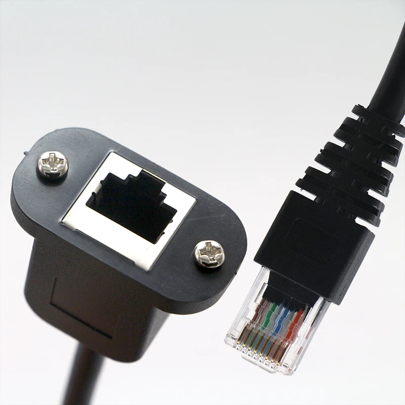 Custom Male To Female Screw Locking RJ45 Panel Mount Extension Cable ...