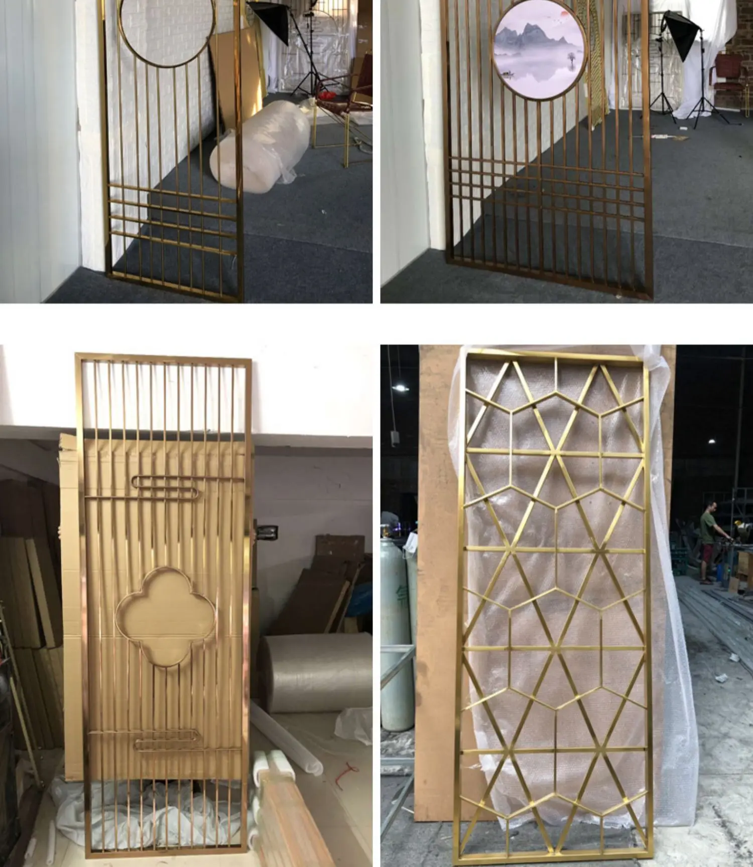 Moxie-6 Gold Metal Frame Decorative Partitions for Living Room