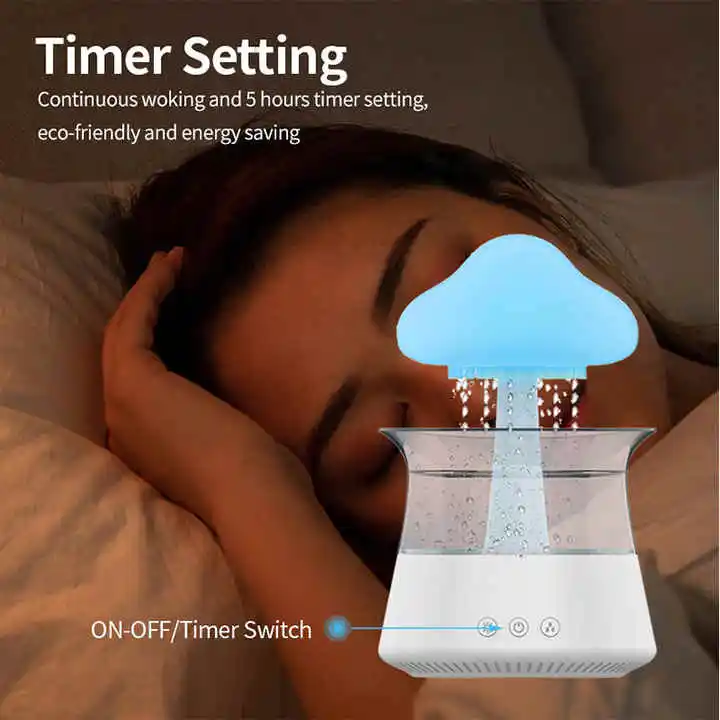 Raining Cloud Lamp Mushroom Water Diffuser Night Light Aroma Essential ...