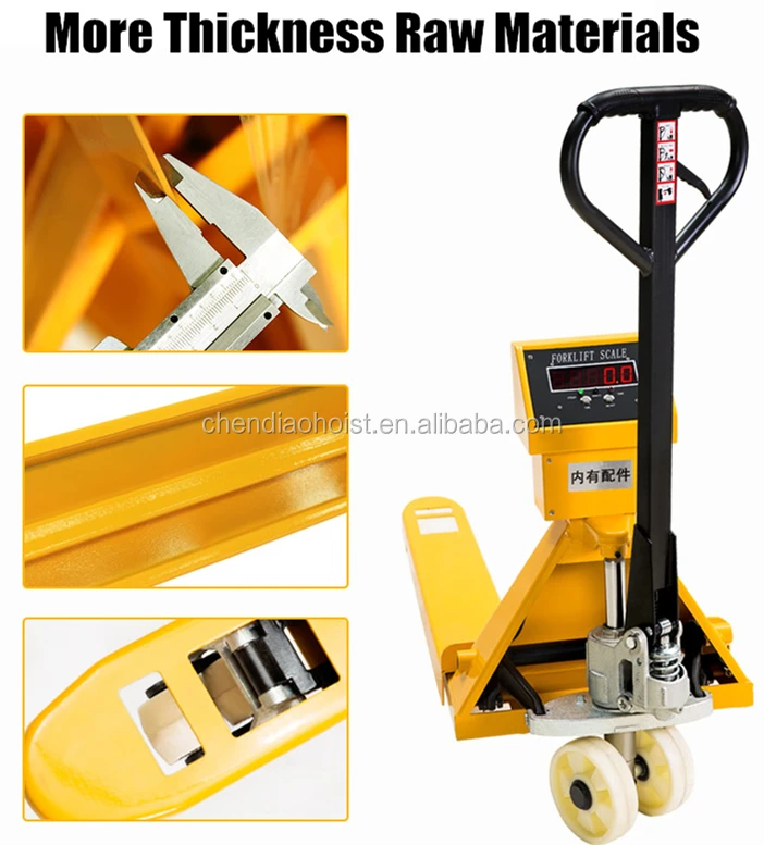 Nylon Wheel 2500kg Hydraulic Pallet Trolleys Hand Pallet Scale Weight ...