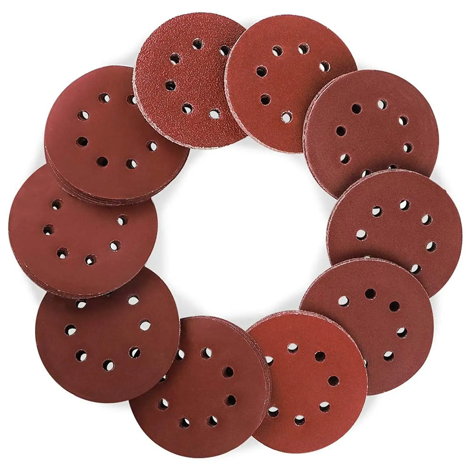 ZY Abrasive 5 Inch 8 Holes/6holes Red Round Sanding Disc/Aluminum Oxide ...