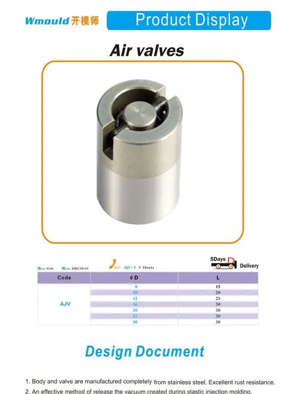 Air Valve / Air Poppet Valve For Ejection Mold - Buy Air Poppet Valve ...