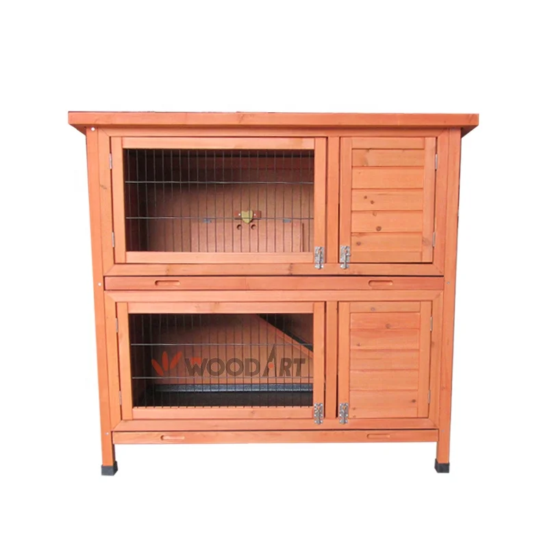 Two Story Wooden Garden Backyard Bunny House Small Animal Cage Rabbit ...