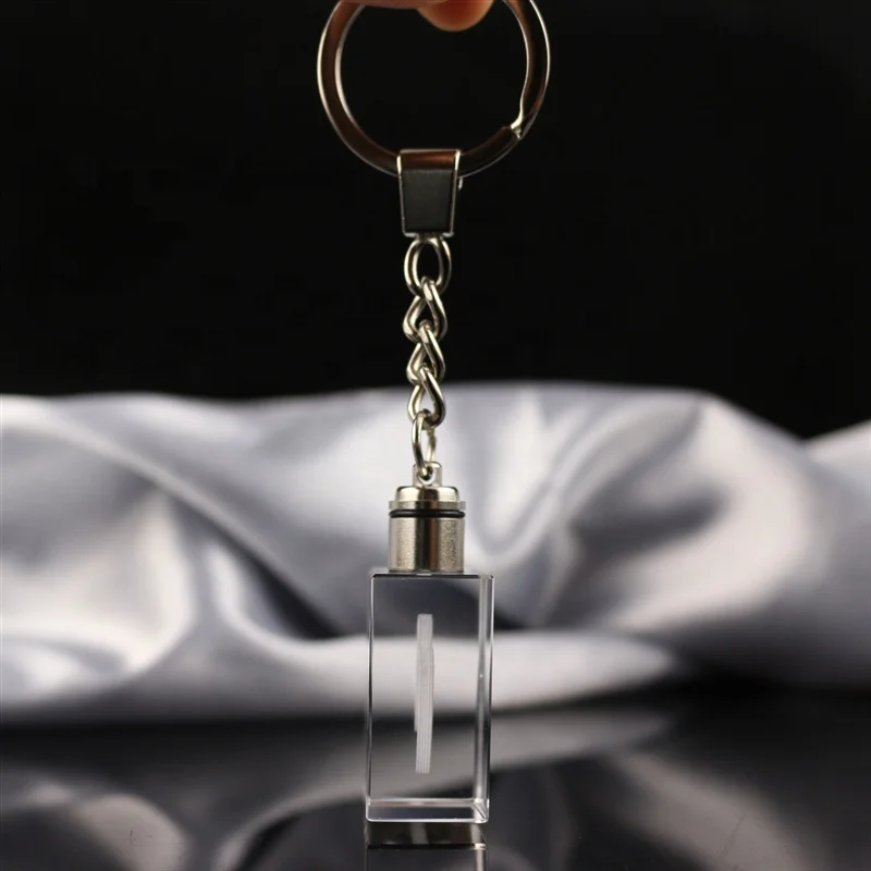 Beautiful Crystal Glass Keychain With Inner Laser Engraving Customized ...