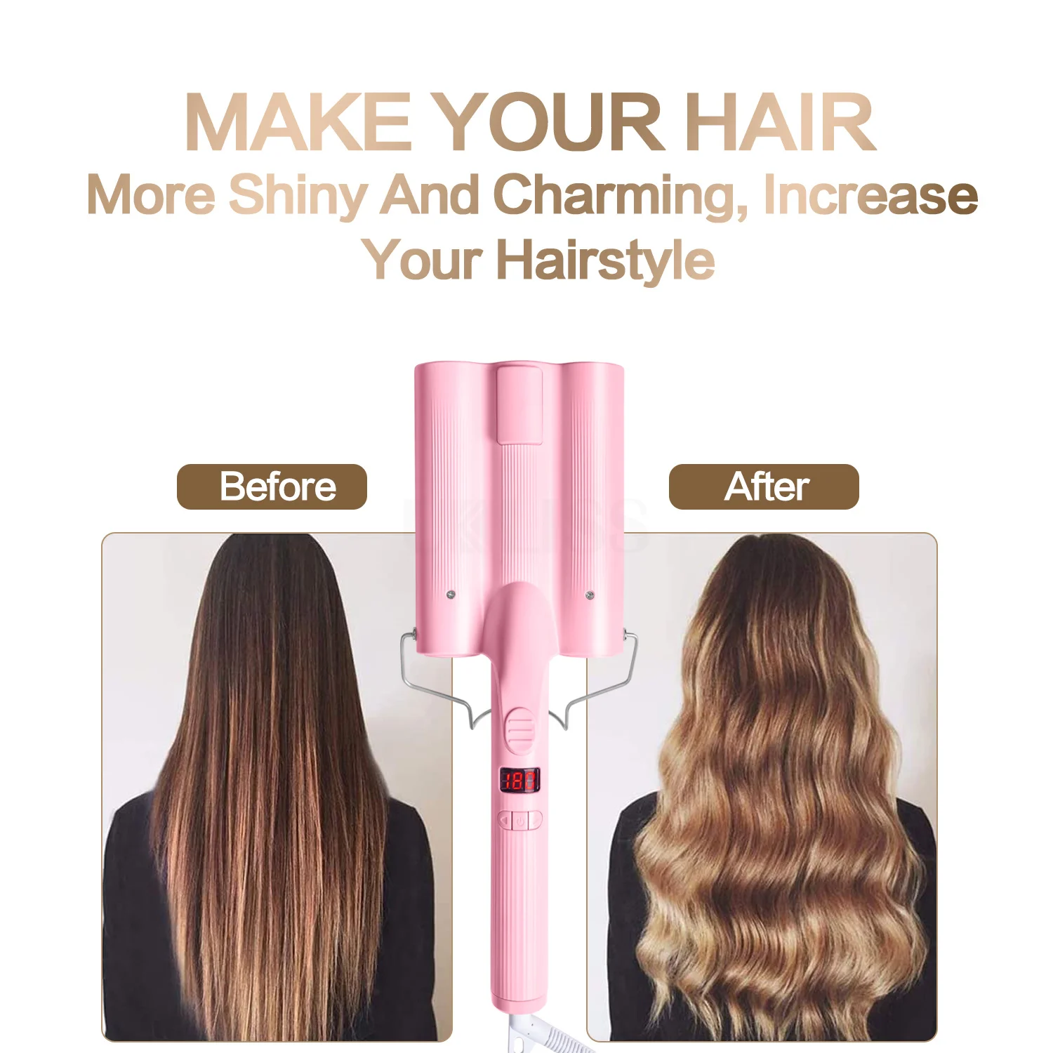 Jumbo 3 Barrel Triple Hair Waver For Deep Waves Three Barrel Curling