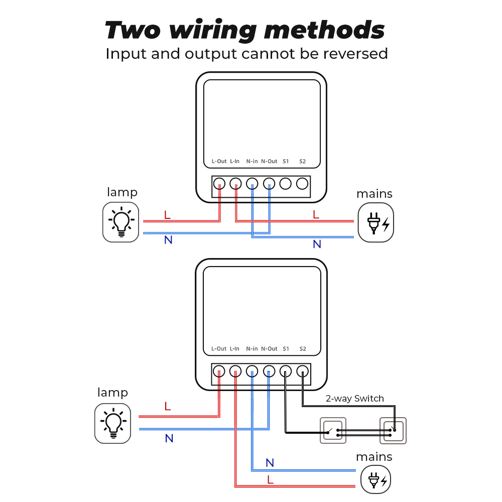 16A Mini Smart Wifi DIY Switch - 2 Way Control for Home