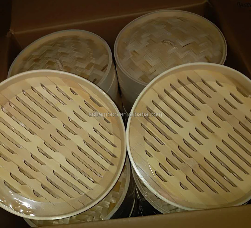 10" Bamboo Dim Sum Steamers Set,Chinese Food Cooking Steamers By 1 ...
