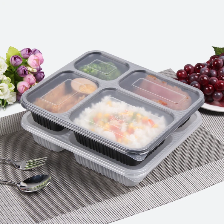 M458 Plastic Disposable 4 Compartment Microwave Food Container