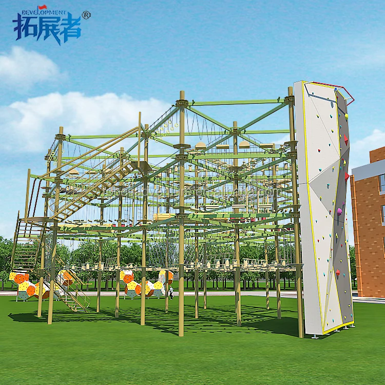 Camp Rope Course Equipment With Rock Climbing Wall For Adventure Park ...