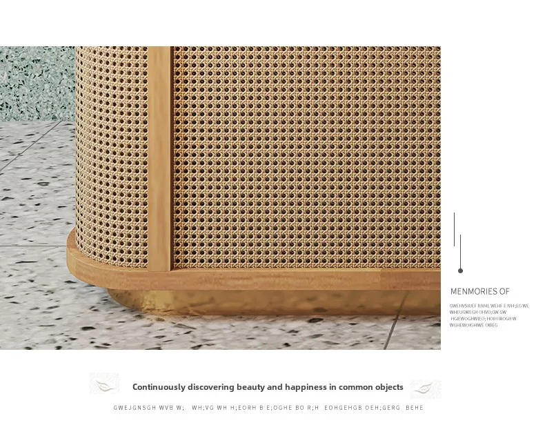 Wabi-sabi Style Rattan Reception Desk for Commercial Use