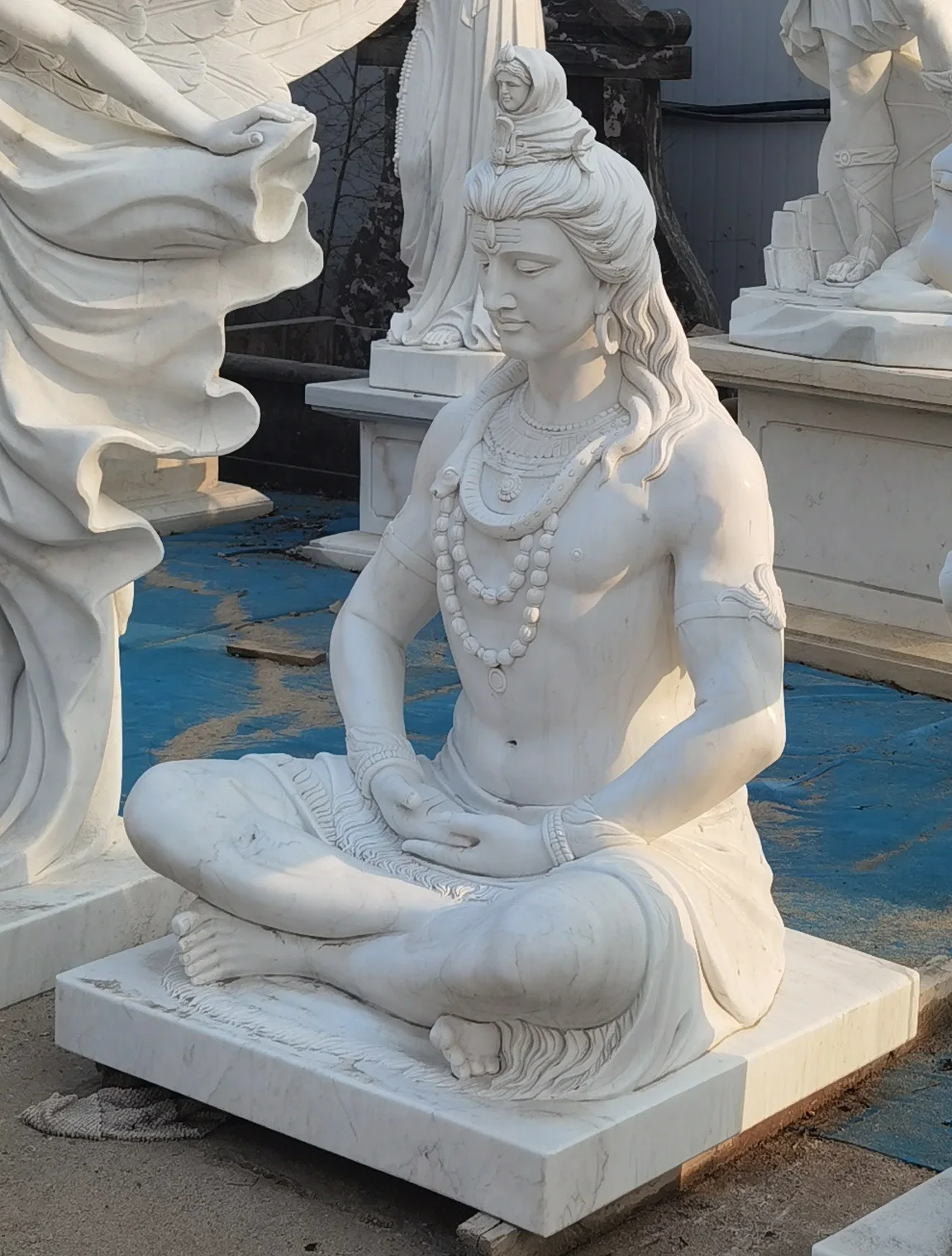 Outdoor Stone Carvings And Sculptures Garden White Marble Religious ...