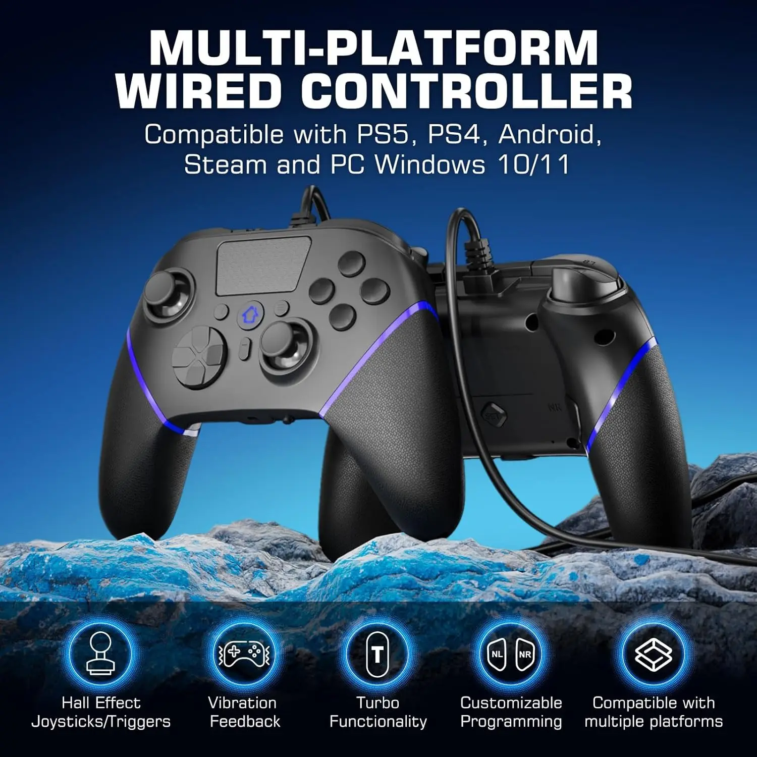 GPD Wired Controller for PS5 Hall Joystick Trigger Turbo Mode Control ...