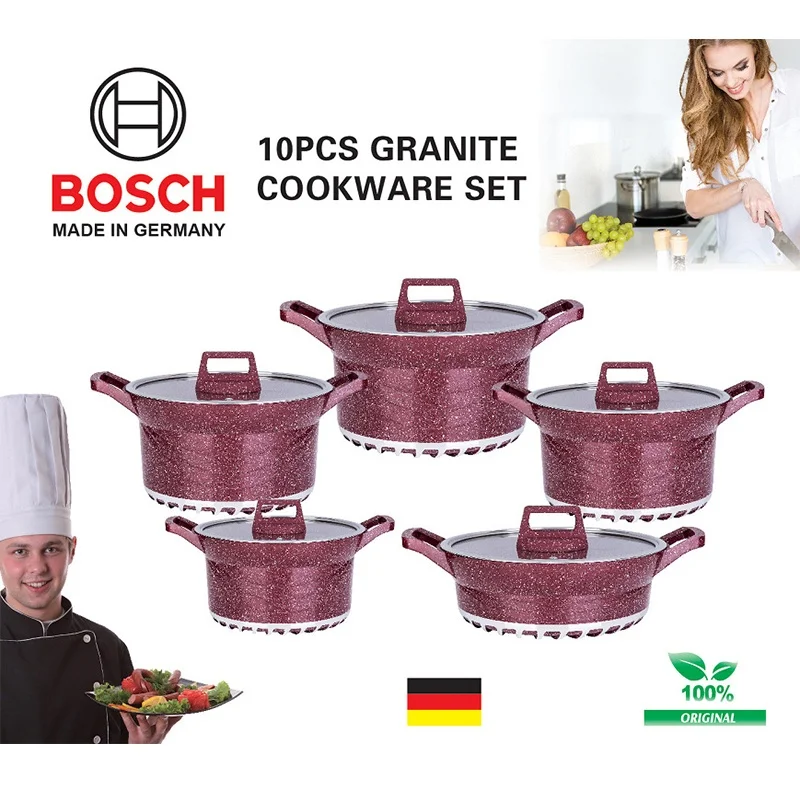Factory Price Bosch 10pcs Cookware Sets Nonstick Die Cast Aluminum Non ...