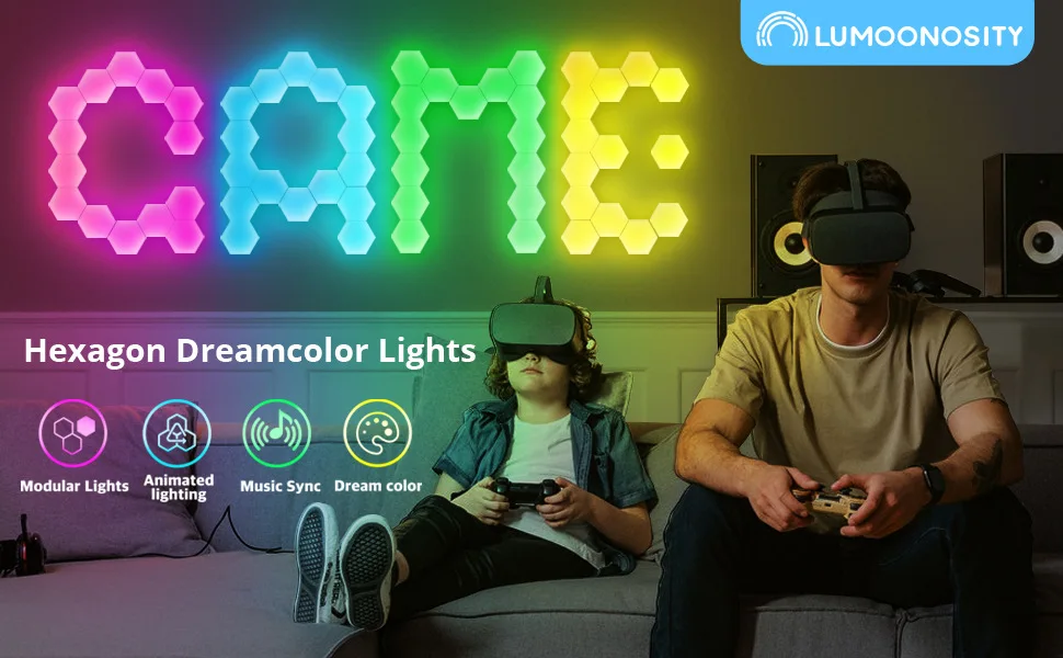 Aoying RGB Modular Hexagon LED Lights Smart LED Wall Light Panels Touch ...