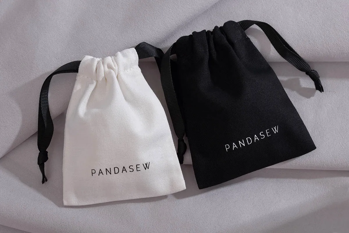 Pandasew 3 X 4 Inch Black Muslin Calico Drawstring Bag Custom Logo ...