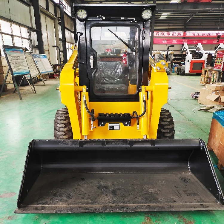 2 Ton Hydraulic Skid Steer Loader Flexible Turning Mini Loader With 0 ...