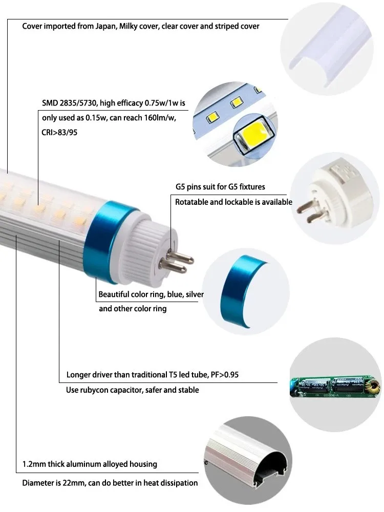 Wholesale New Type T5 Led Tube 5w 9w 12w 300mm 550mm 850mm With 5 Years ...