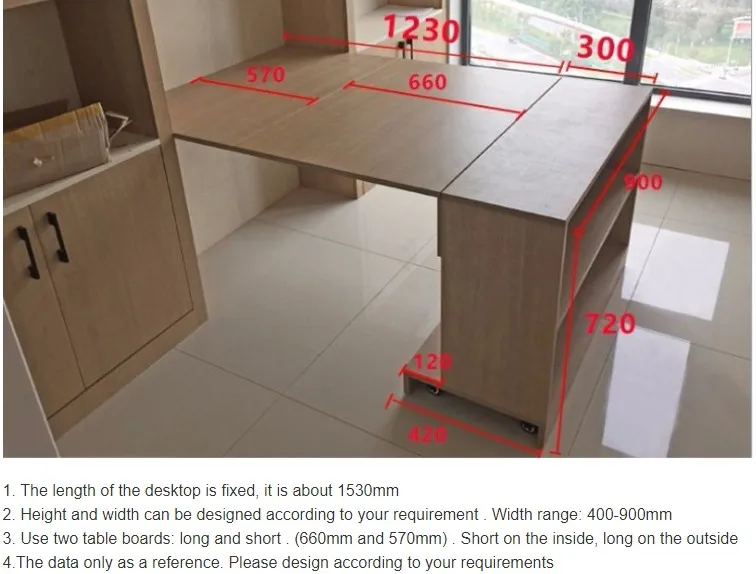 Save Space Convertible Hidden Moveable Dining Table 2 In 1 Folding ...