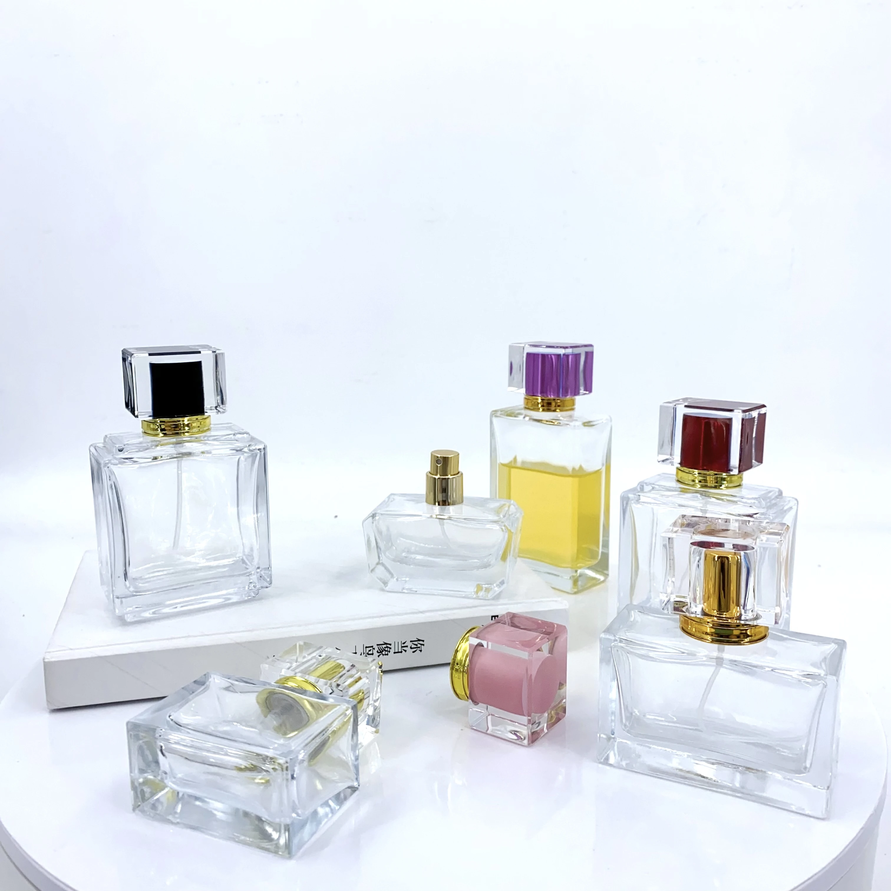 Luxury Rectangular Perfume Bottle 30ml 50ml Transparent Glass Bottle ...