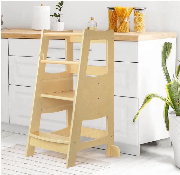 Multifunctional Kids Kitchen Helper Step Stool Learn Tools Learning ...