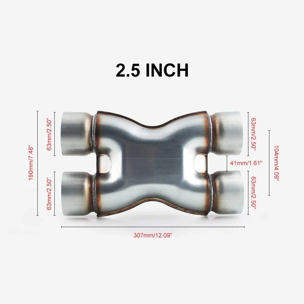 2.5'' 3'' In&Out Exhaust System Car X-PIPE Universal Muffler Tip Four ...