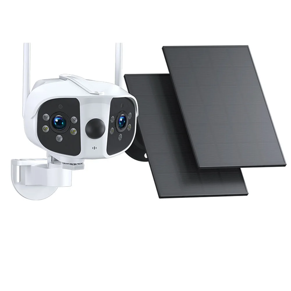 180 Degree Ptz Zoom Solar Powered Camera Dual Lens Outdoor Security 2 ...