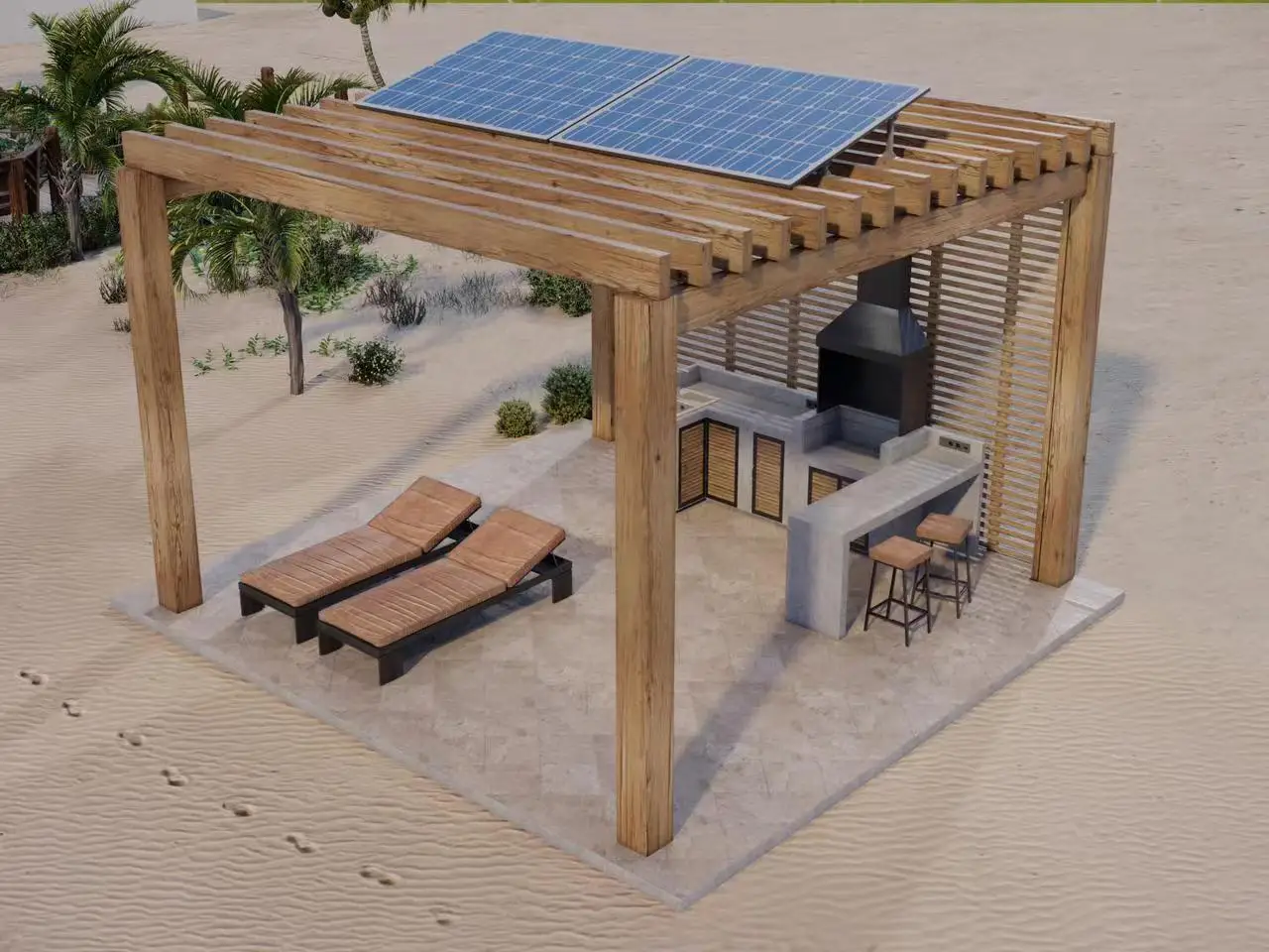 Seetek Outdoor Pergola Solar Kit With Monocrystalline Silicon Solar ...