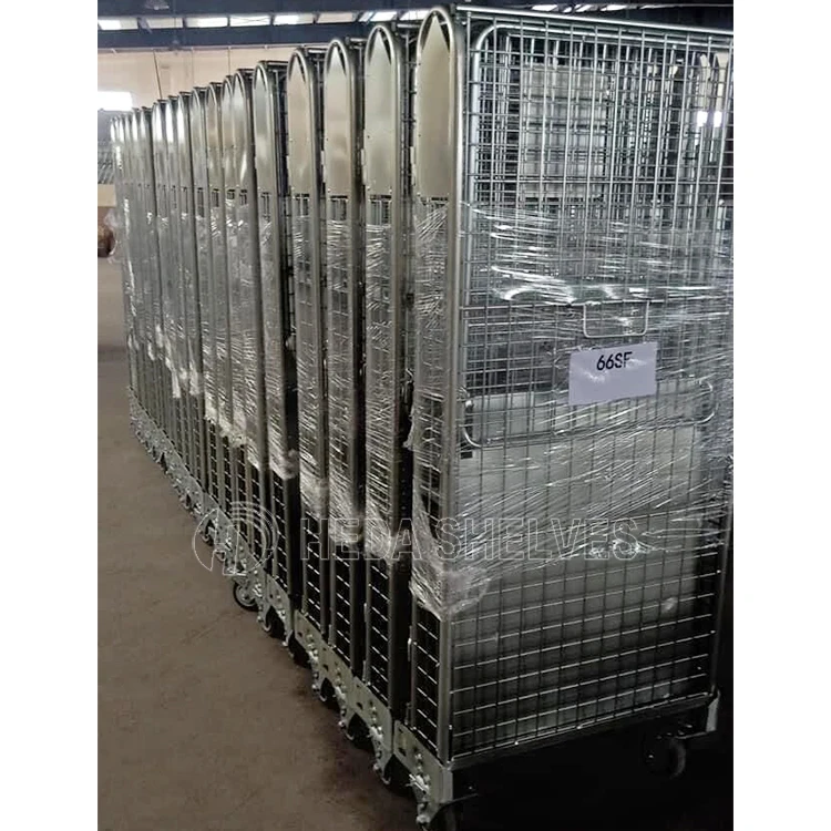 Wire Mesh Warehouse Roll Container - Foldable & Durable
