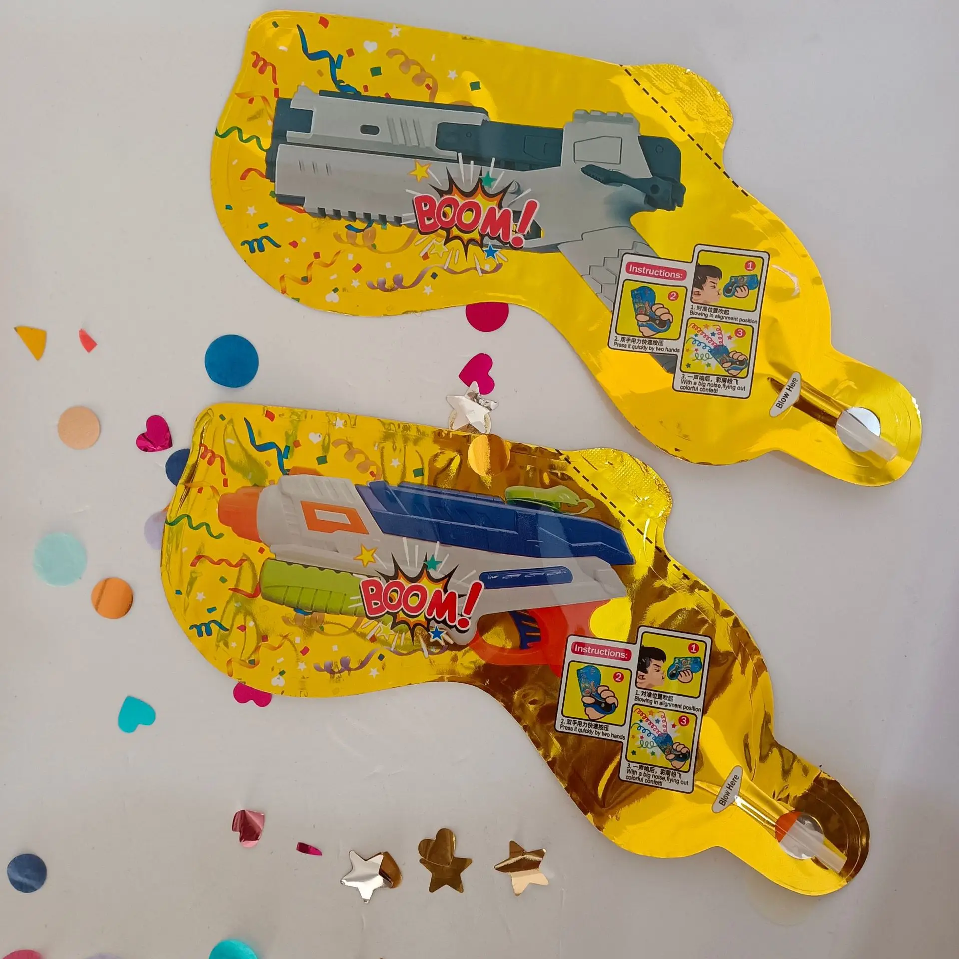 Foil Confetti Party Balloons Toy Gun Inflatable Pistol Wholesale ...