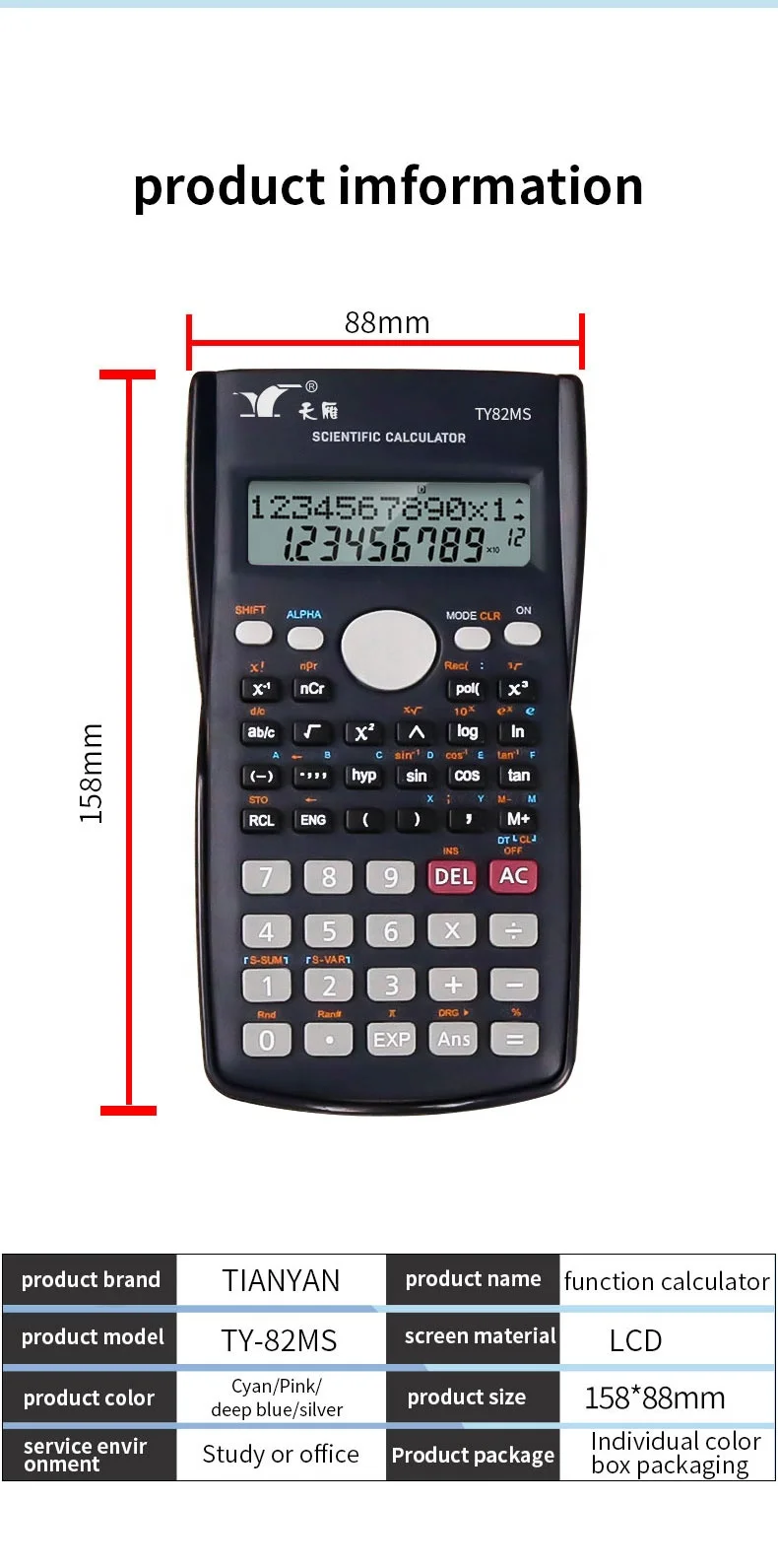 Two Lines Display Calculators with Battery and Calculator Function