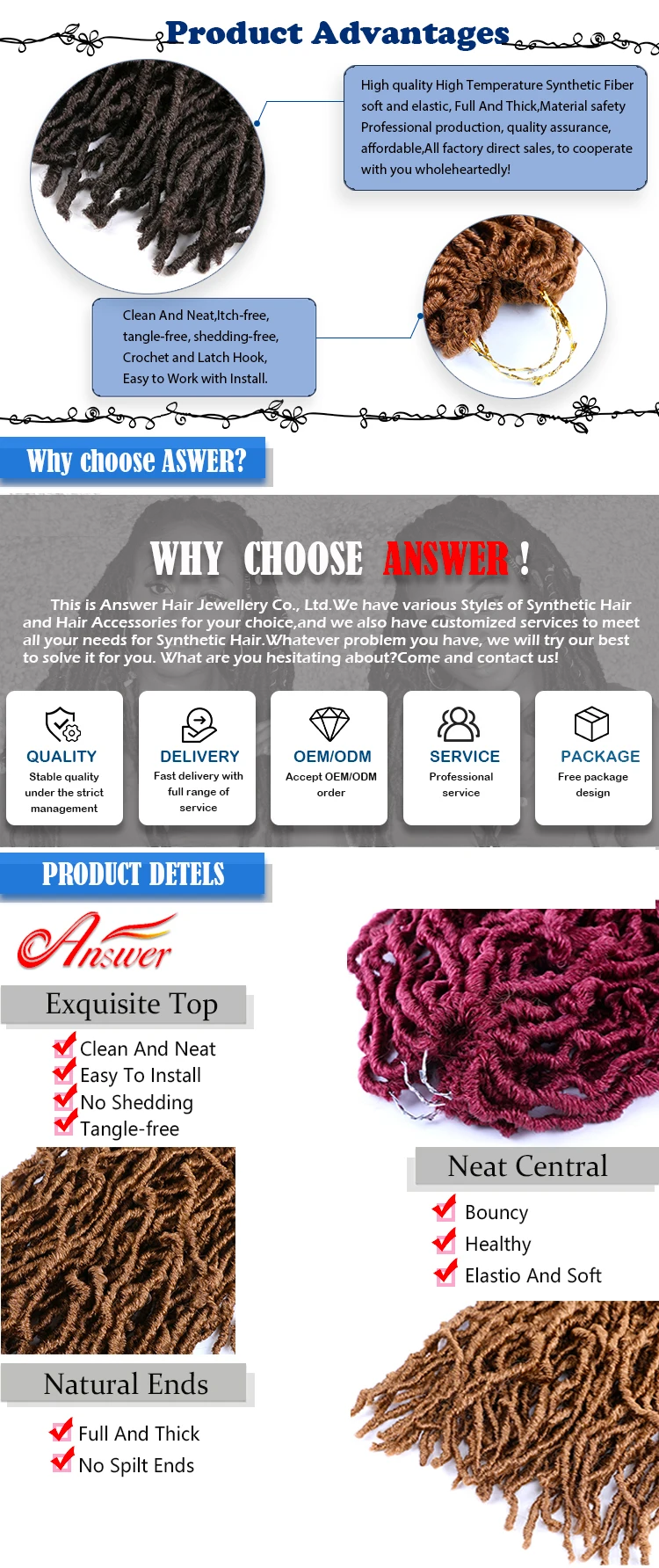 Wholesale 18 Inch Nu Locs Crochet Braids Hair Synthetic Ombre Braiding ...