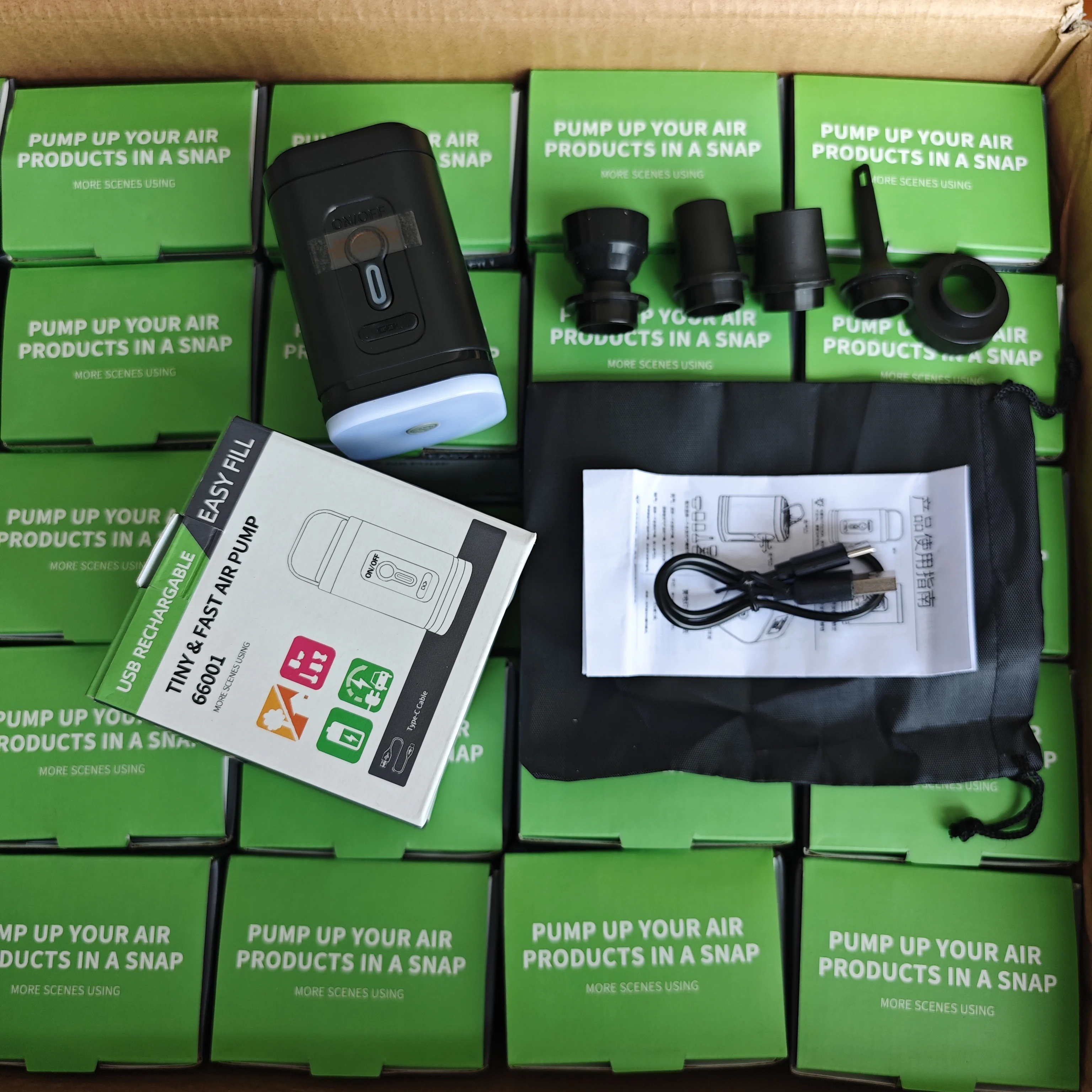 Portable Pocket Air Pump with Camping Lantern USB Rechargeable