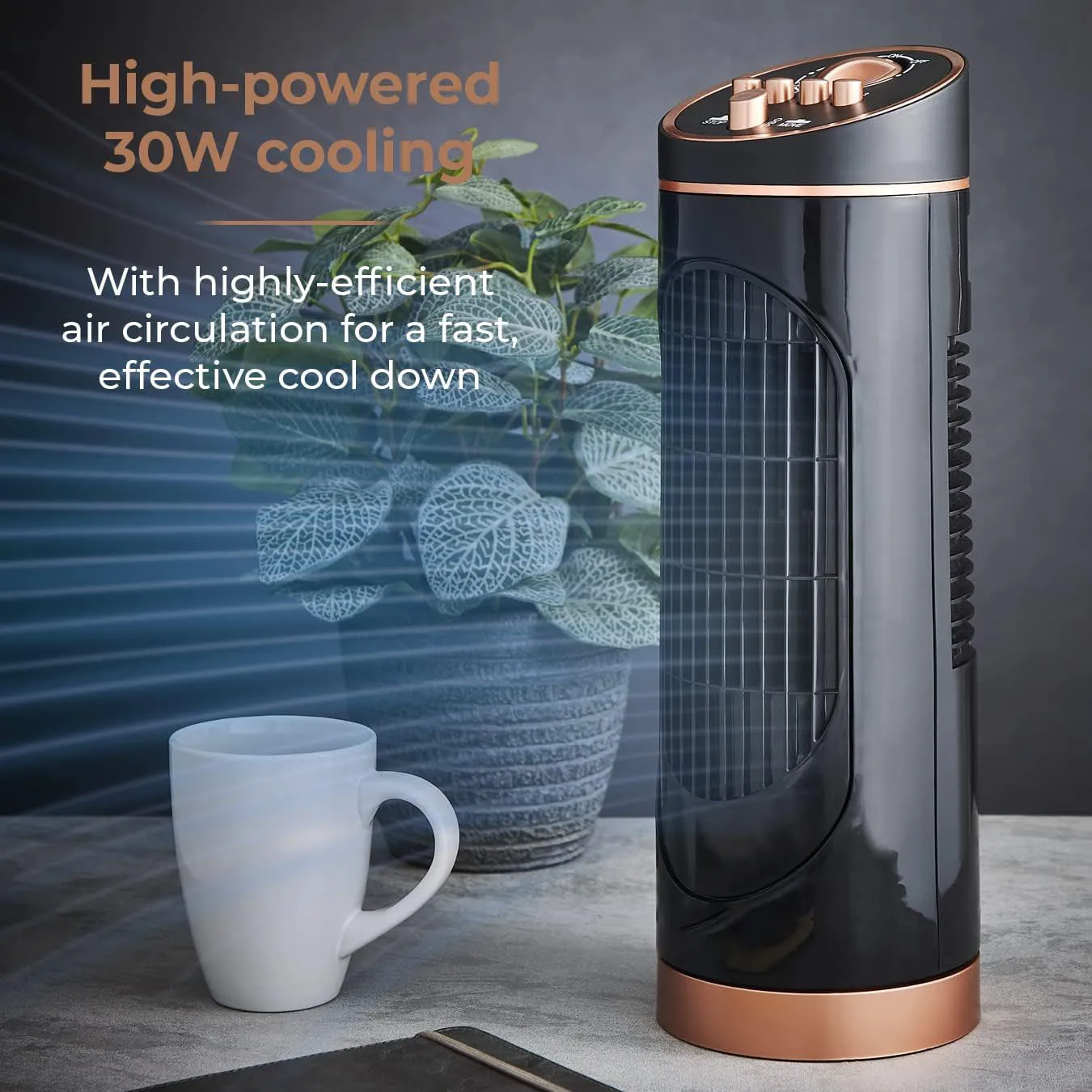 14-Inch Mini Tower Electric MINI Fan Plastic Air Cooling for Household or Hotel Use With 2-Hour ...