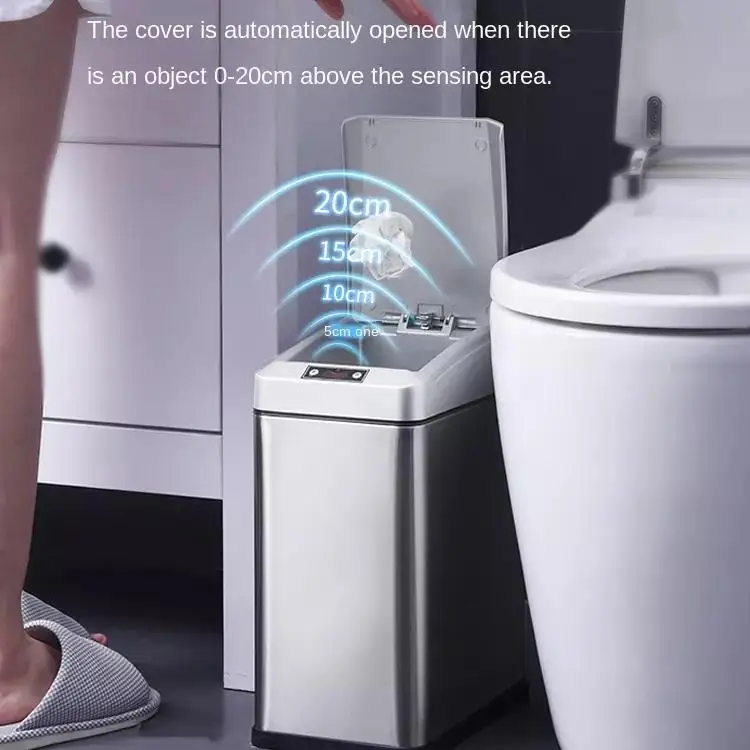 10l Intelligent Trash Can Smart Dustbin Electric Automatic Rubbish Can Abs Waterproof Dustbin ...