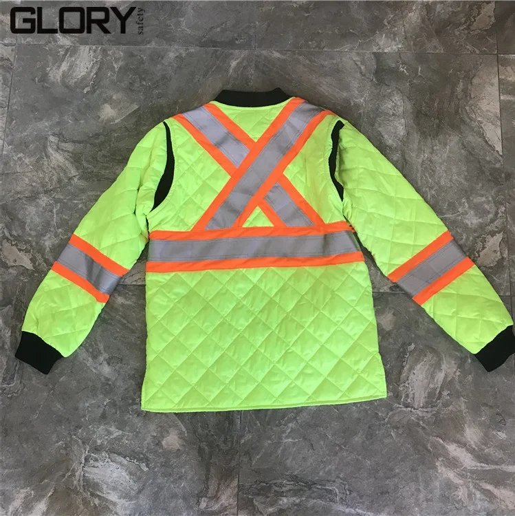 100% Polyester Zip Front Freezer Jacket with Reflective Tape Safety ...