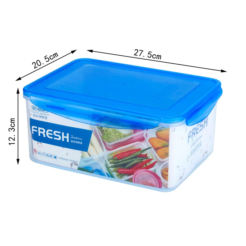 Fsr5000 5-liter Rectangular Plastic Food Container With Clip Lock Air ...