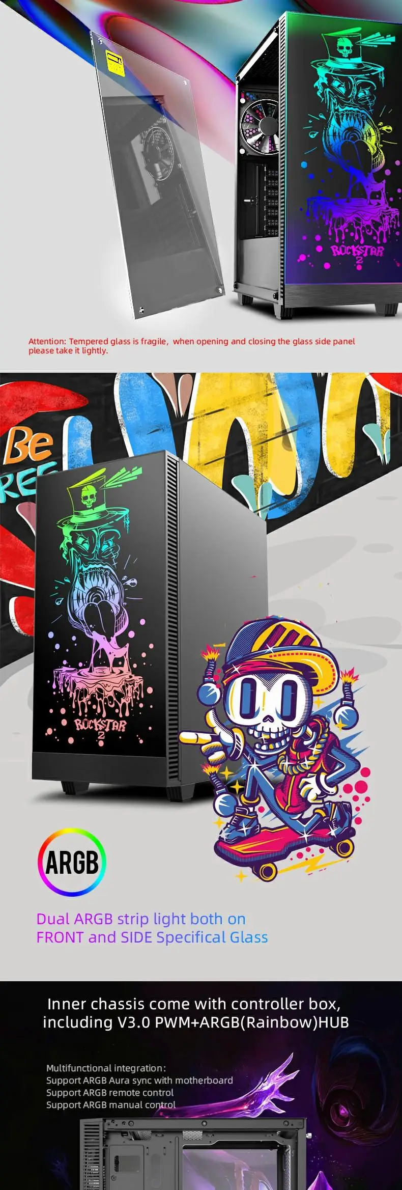 Gaming-rockstar 2 Atx Gaming Pc Case With Argb Light - Buy Rockstar ...