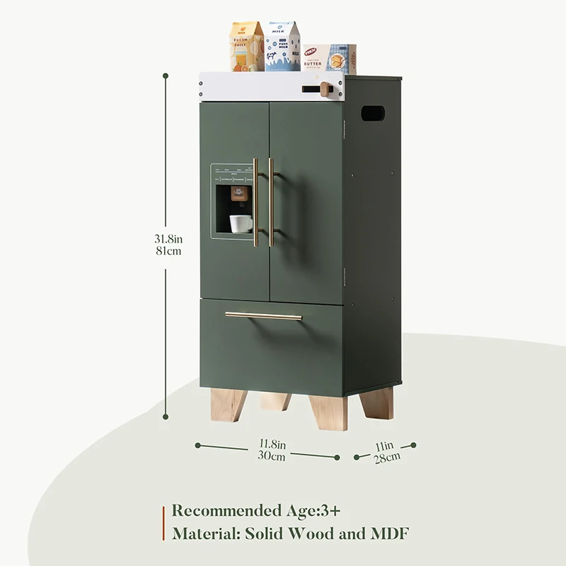 Wooden Toy Fridge Play Kitchen Set With Accessories,Kitchen Play Set ...