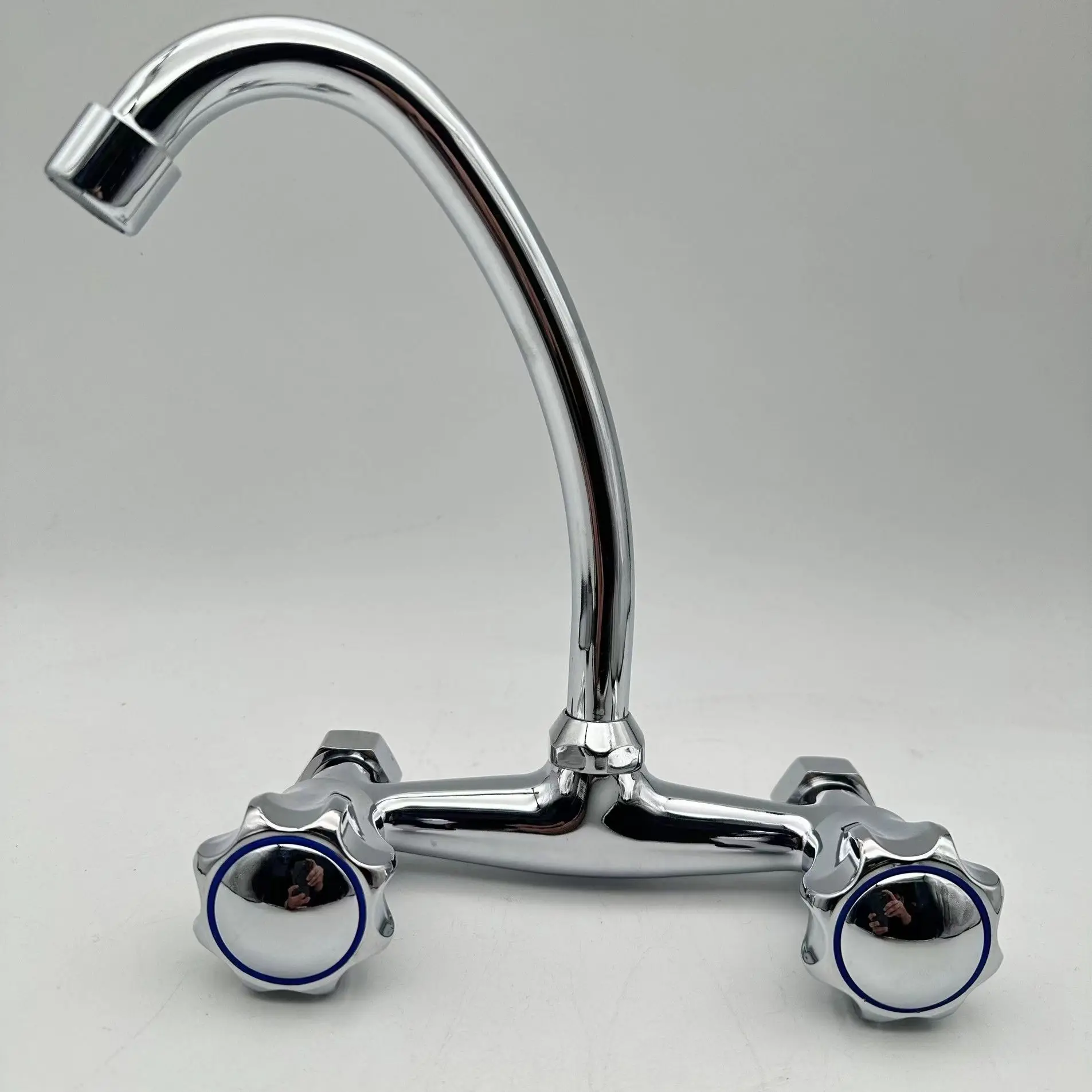Modern Wall-mounted Double Switch Basin Faucet Hot Cold Water With ...