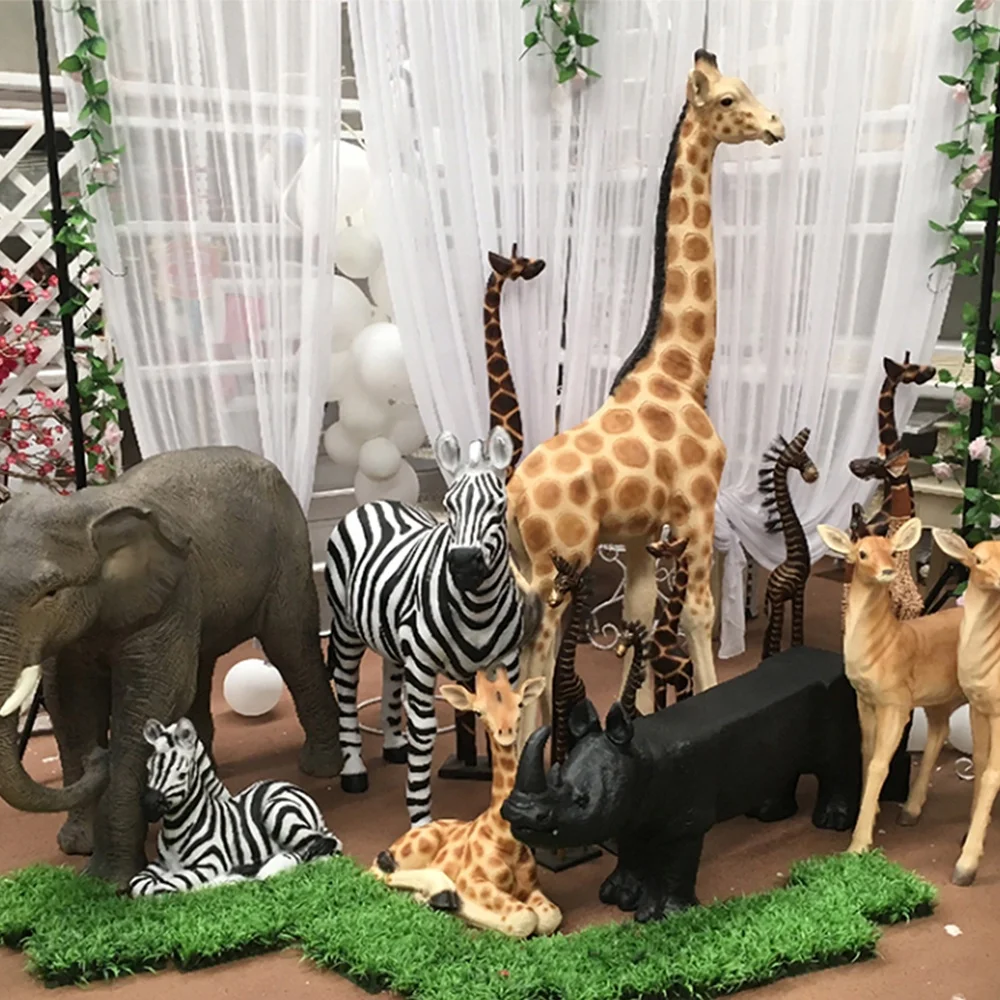 Life-Size Giraffe Sculpture - Jungle Safari Animals Props for Party ...