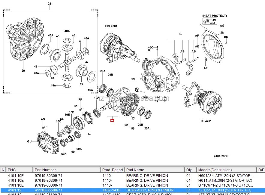 Forklift Parts Gear Assy Ring and Pinion for Toyota 8FD30
