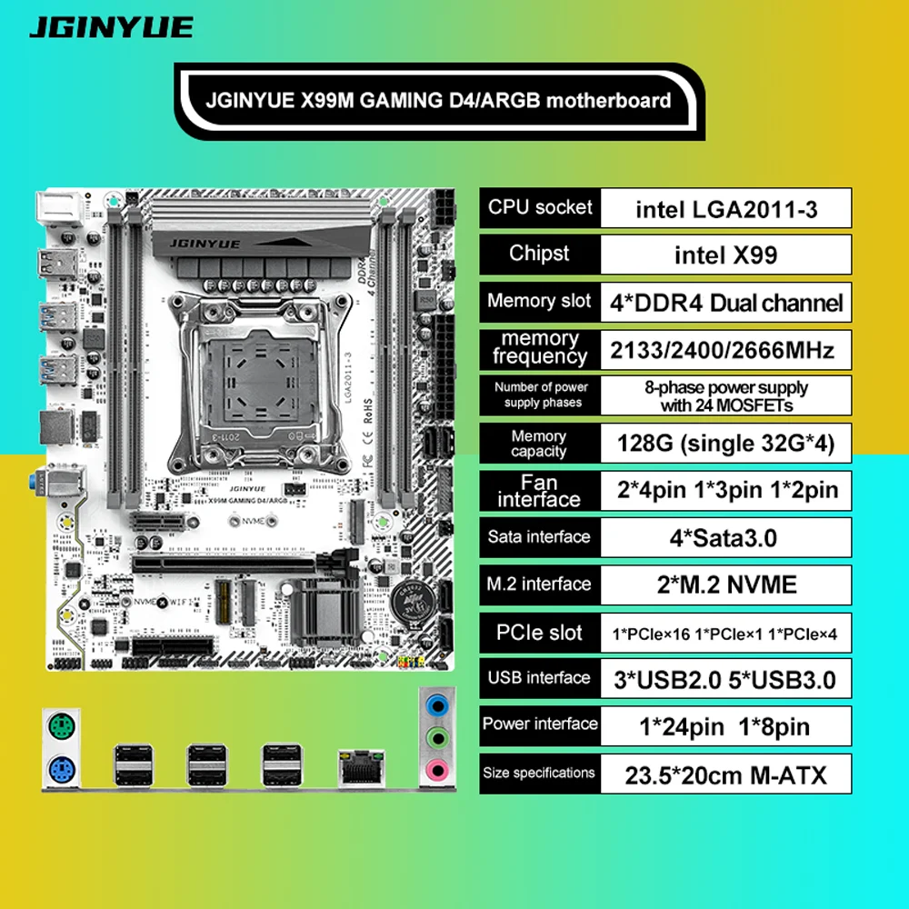 JGINYUE X99M GAMING D4/ARGB Motherboard Kit - E5 2690v4 Support