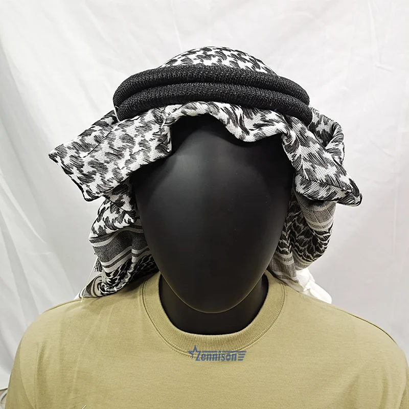 57" ArArab Agal Shemagh Palestinian Keffiyeh Scarf Black Arabian head ...